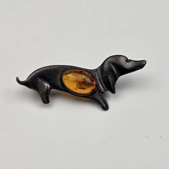 Jewelry | Vintage Sterling Silver Baltic Amber Dachshund Weiner Dog ...